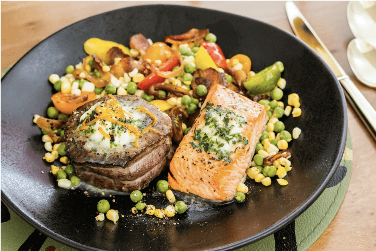 Surf and Turf: Filet Mignon and Citrus-Marinated Salmon - Hail Mary ...