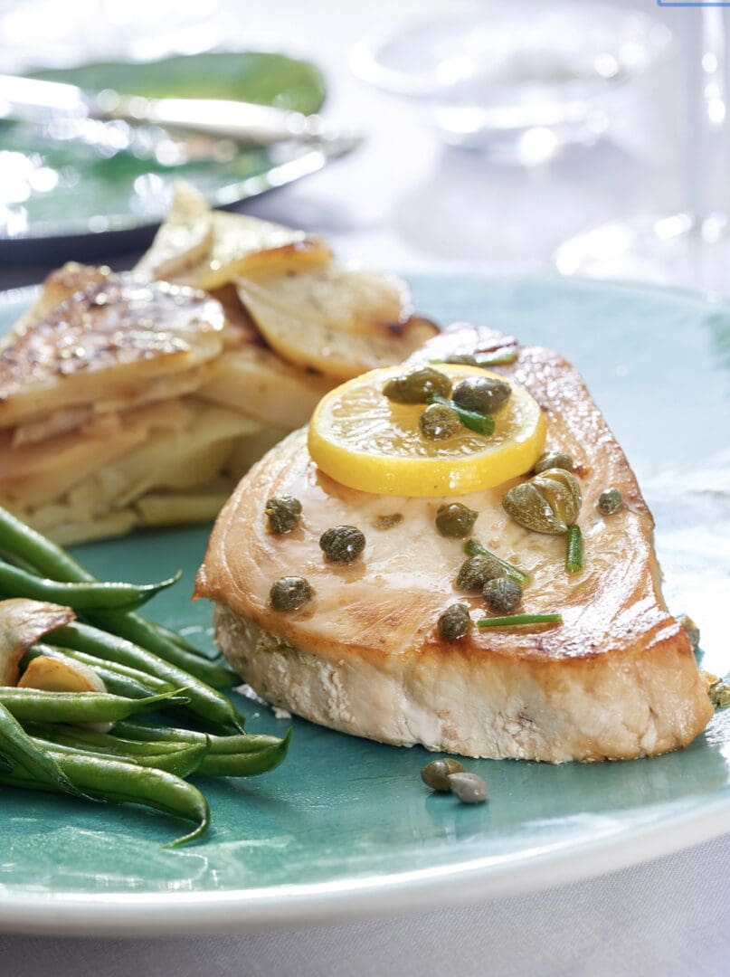 Swordfish with Brown Butter Lemon Caper Sauce - Hail Mary Food of Grace